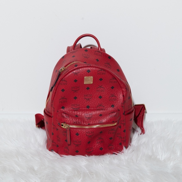 MCM | Bags | Authentic Mcm Red Logo Backpack | Poshmark